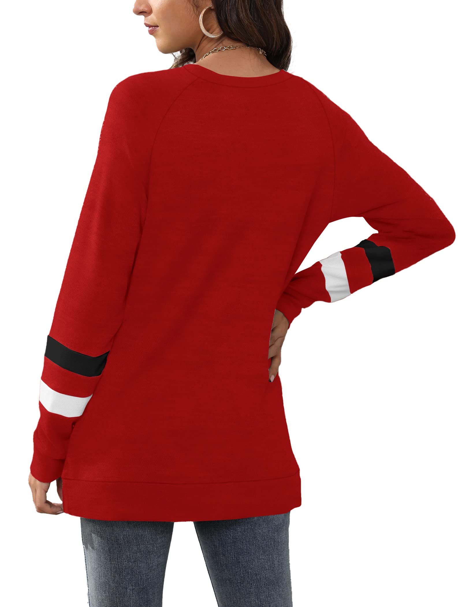 Sweatshirts for Women Tunic Sweaters Loose Casual Tops Christmas 2023 Red M