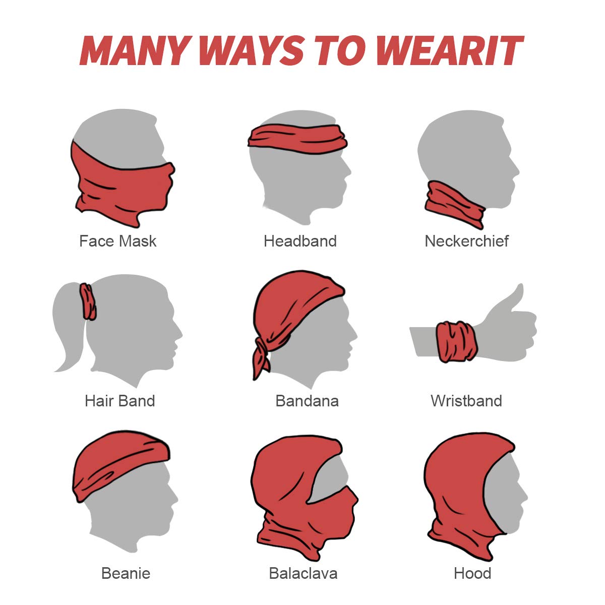 UWSG Fashion Bandanas Headwear Tennessee Seamless Neck Gaiter Headwrap Balaclava