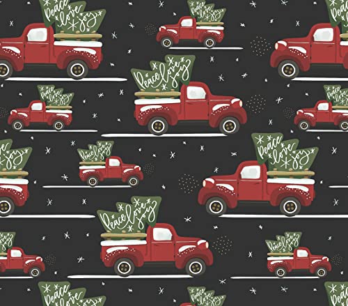 Stesha Party Red Christmas Truck Holiday Wrapping Paper - Folded Flat 30 x 20 Inch (3 Sheets)