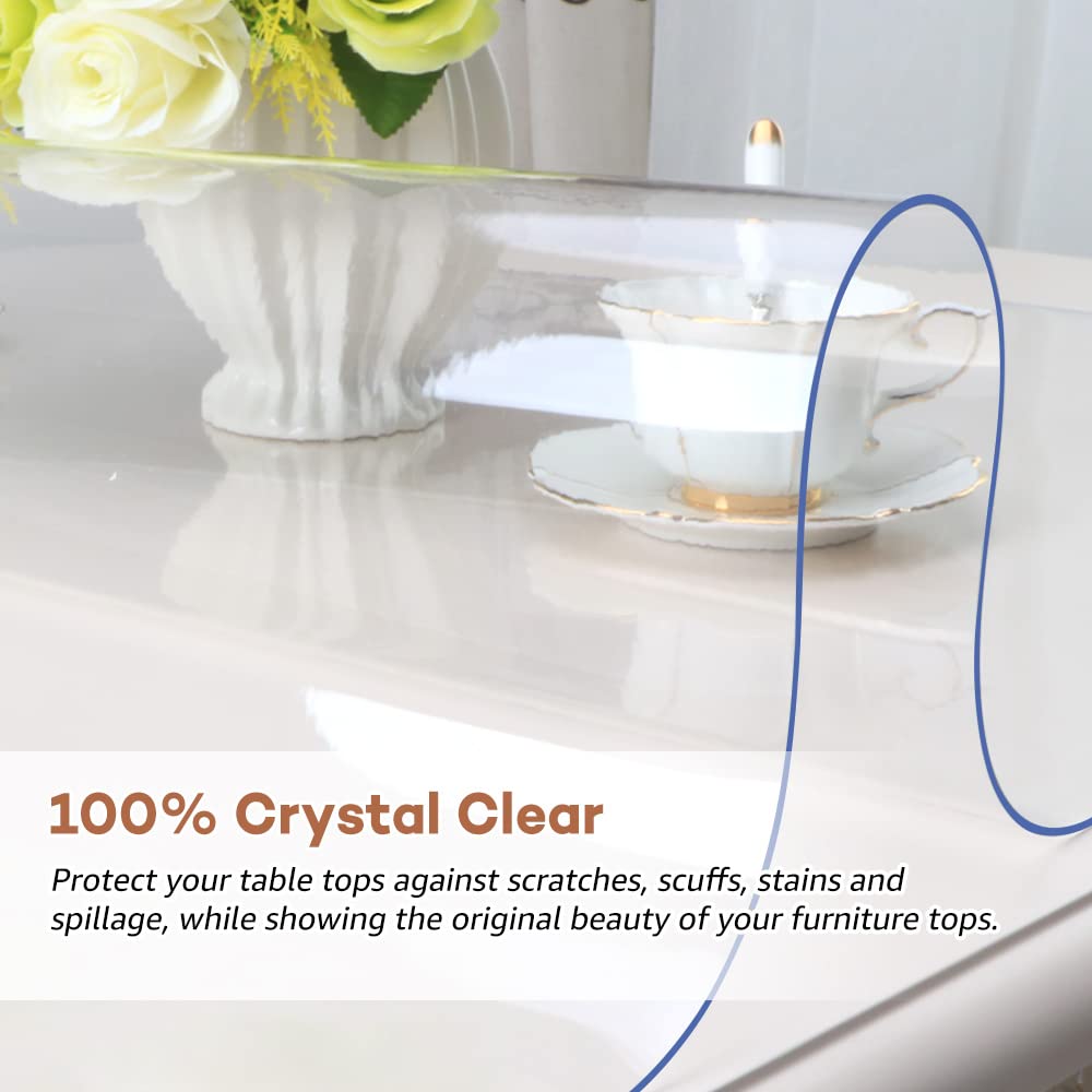 RostiKong 20 x 60 Inch Clear Plastic Dining Room Table Protector PVC Tablecloth Office Desk Blotter Pad Mat Table Top Protection Cover for 5ft Wooden Furniture Coffee End Side Dinner Bar Kitchen Table