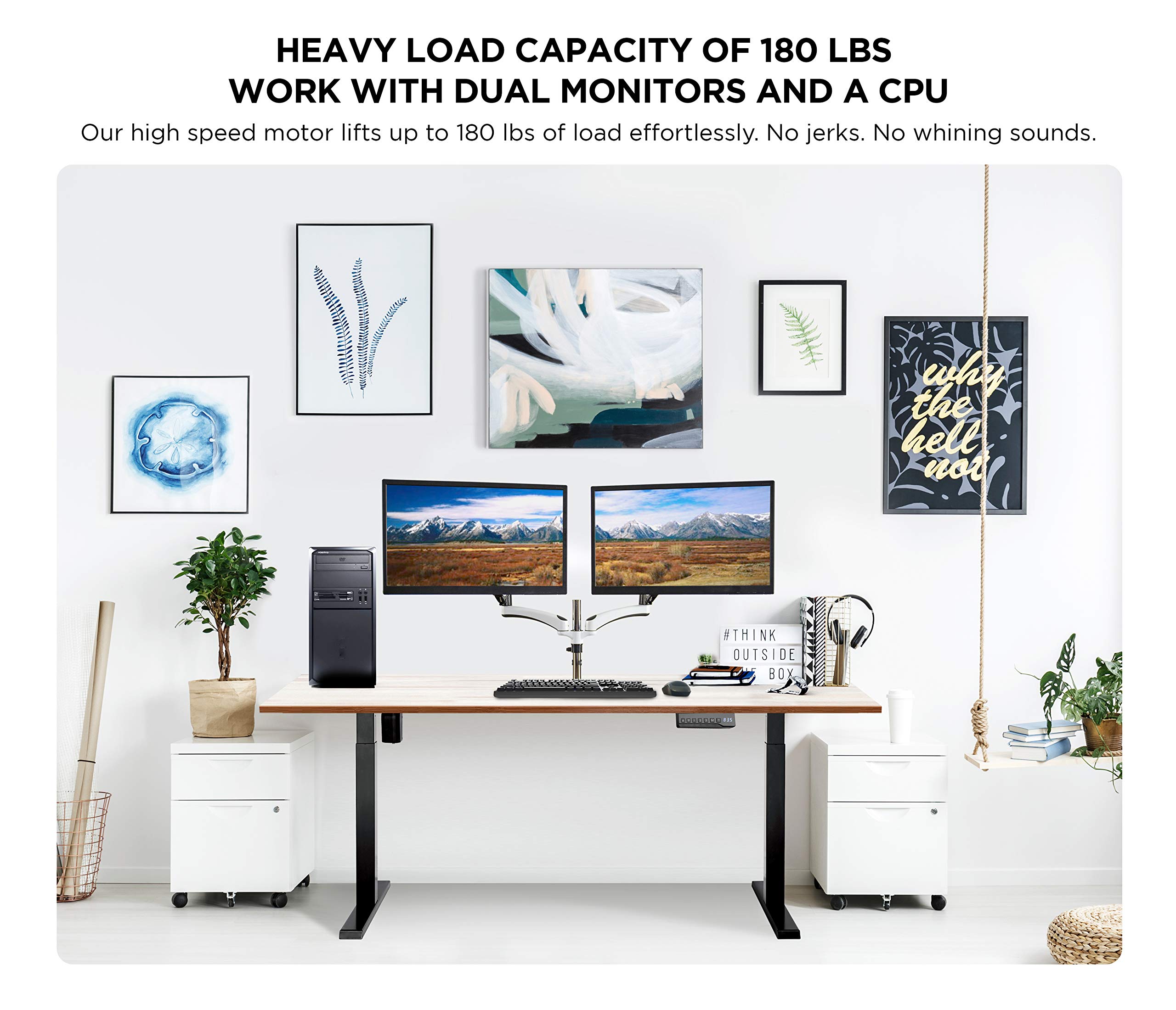 Standing Desk Frame Standing Desk Legs Electric Sit Stand Desk Frame Adjustable Motorized Stand Up Table Base with Anti Fatigue Mat and One Touch Controller for Work Home Office Computer Workstation