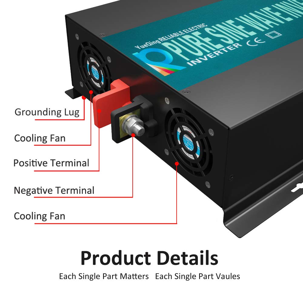 WZRELB Pure Sine Wave 5000W (10000W Surge) 24V Power Inverter DC to AC Power - Solar, RV, RBP-S500024