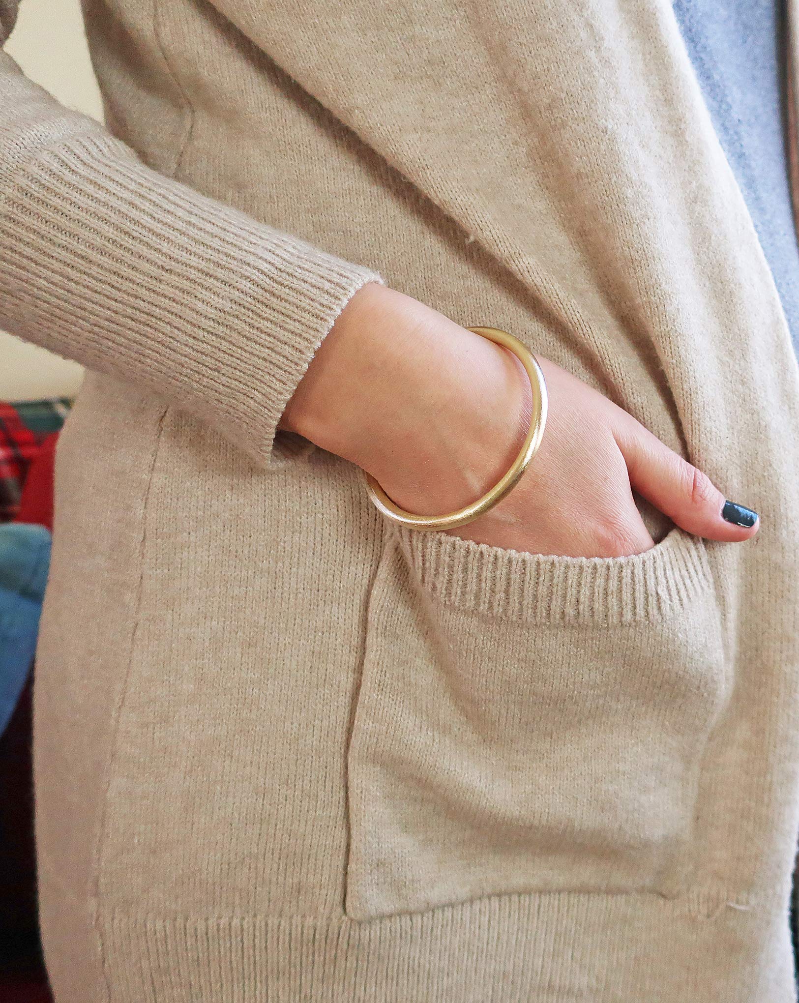 Sheila Fajl Round Tubular Bangle Bracelet in Brushed Gold Plated