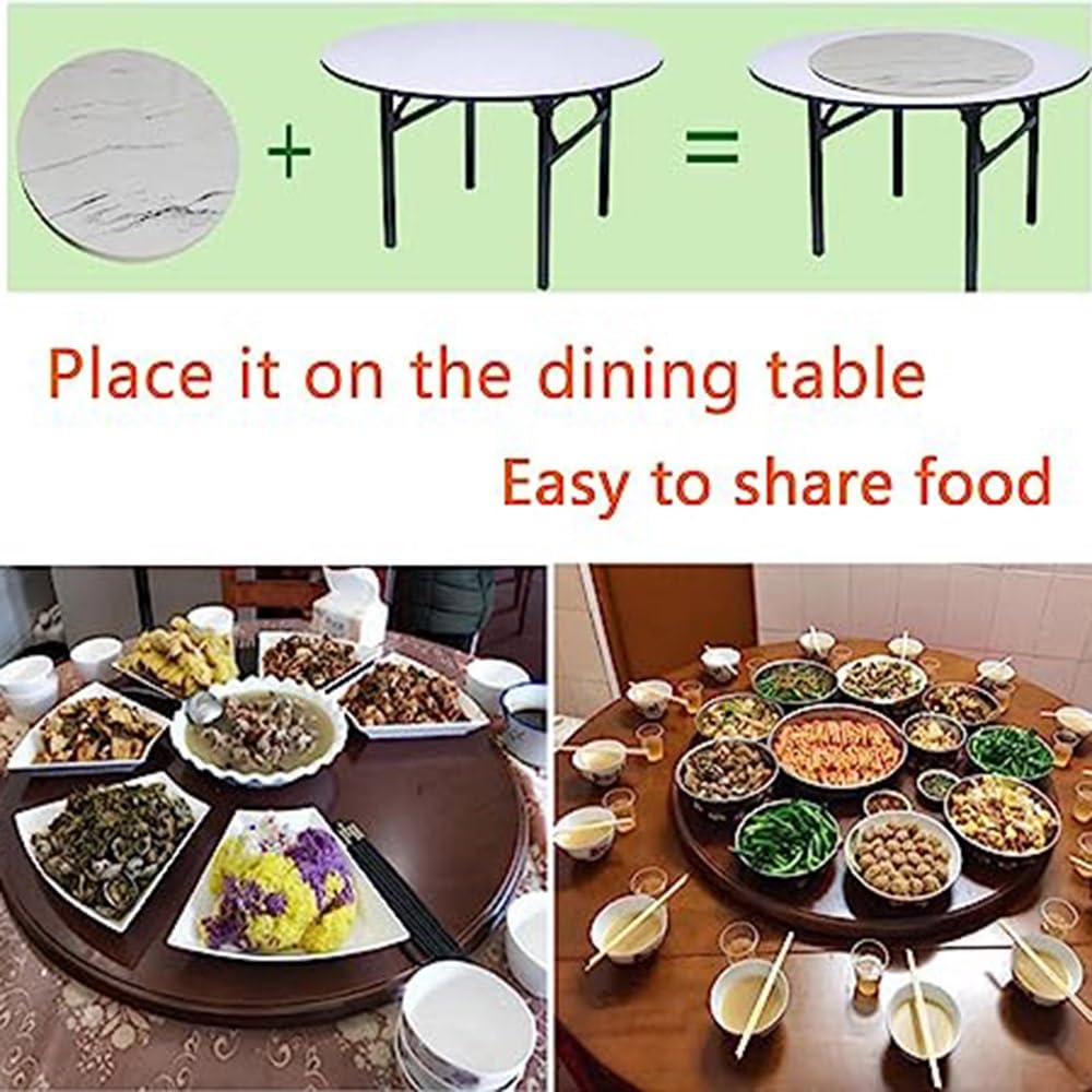 VERDDE 20in Dining Table Serving Tray 30in Lazy Susan Turntable 40in Dining Table Turntable 50in Rustic Turntable For Share All Food Table Dish Revolving (Color : Rustic, Size : 70 cm (27 in))