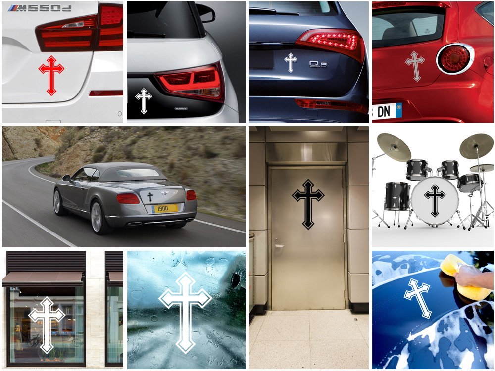 Stickers Decal Cross Christian Symbol Trinity Car Door Waterproof Raci Mettalic Anthracite Mettalic (4X2,6)