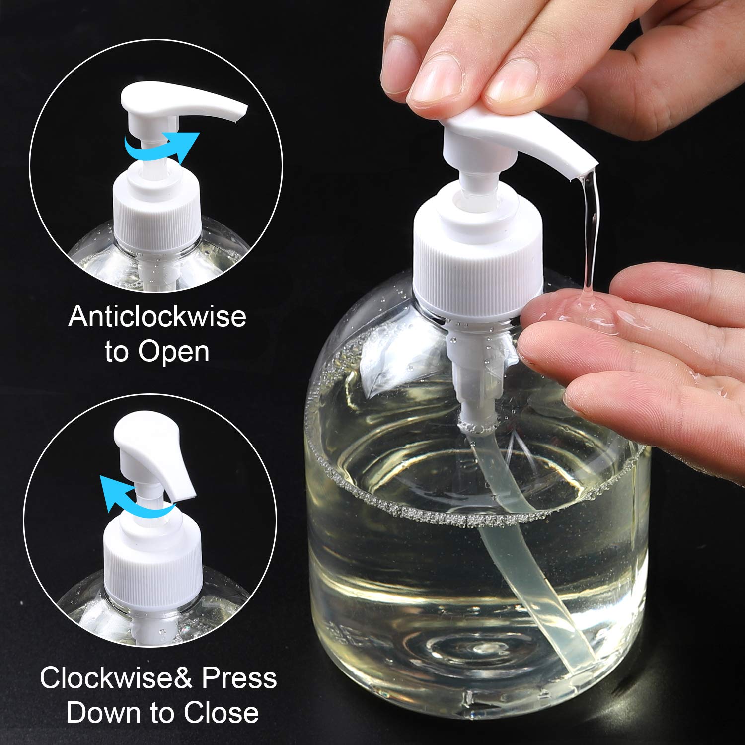 Yephets 16oz Empty Pump Bottles for Hand Sanitizer,8 Pack Plastic Clear Vacuum Press Refillable Empty Bottles BPA-Free Shampoo Containers for Soap, Cream, Lotion, Hand Sanitizer, Cleaning Solutions