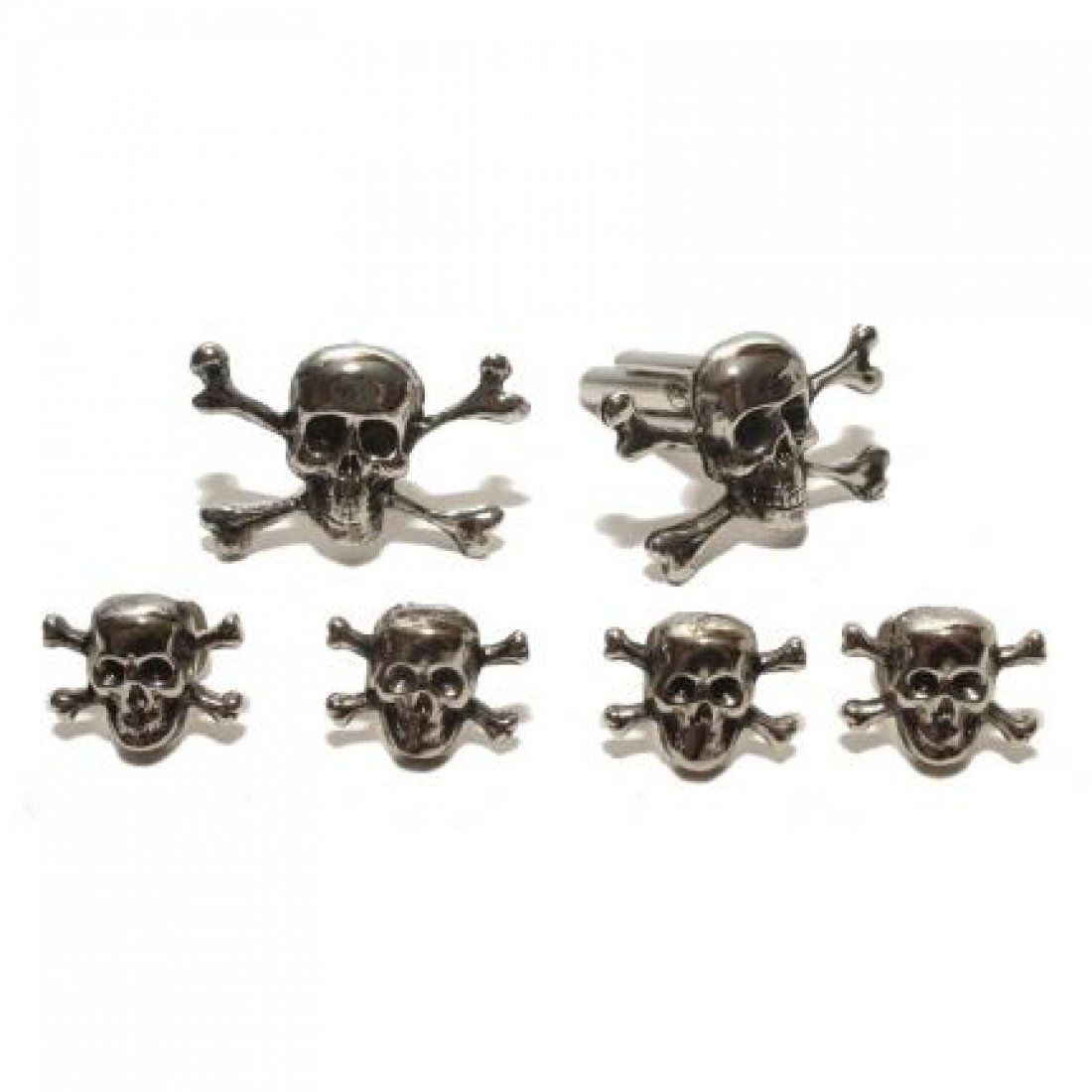 Skull and Cross Bones Tuxedo Studs and Cufflinks