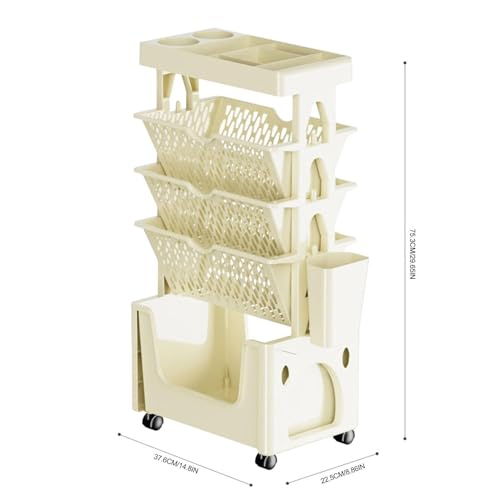 Storage Rolling Cart, 5 Tiers Moving Cart, Foldable Utility Cart, Multifunctional Rolling Drawer Cart, Removable Rolling Storage Trolley with Wheels, Mobile Storage Organizer, Storage Cart for Books