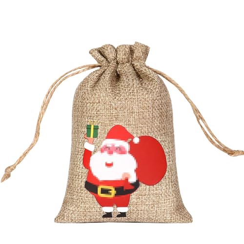 Tainrunse 5Pcs Candy Bag Drawstring Cartoon Print Resistant Azabu Christmas Gift Wrapping Bags for Christmas Xmas Gift Bag