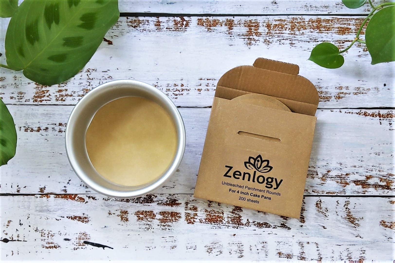Zenlogy 4 Inch Small Parchment Paper Rounds (200 Sheets) - Unbleached, Pre-cut, High Heat, Round Liners - Fits 4 inch Small Round Pans or Great for Lining, Freezing and Storing, and Separating