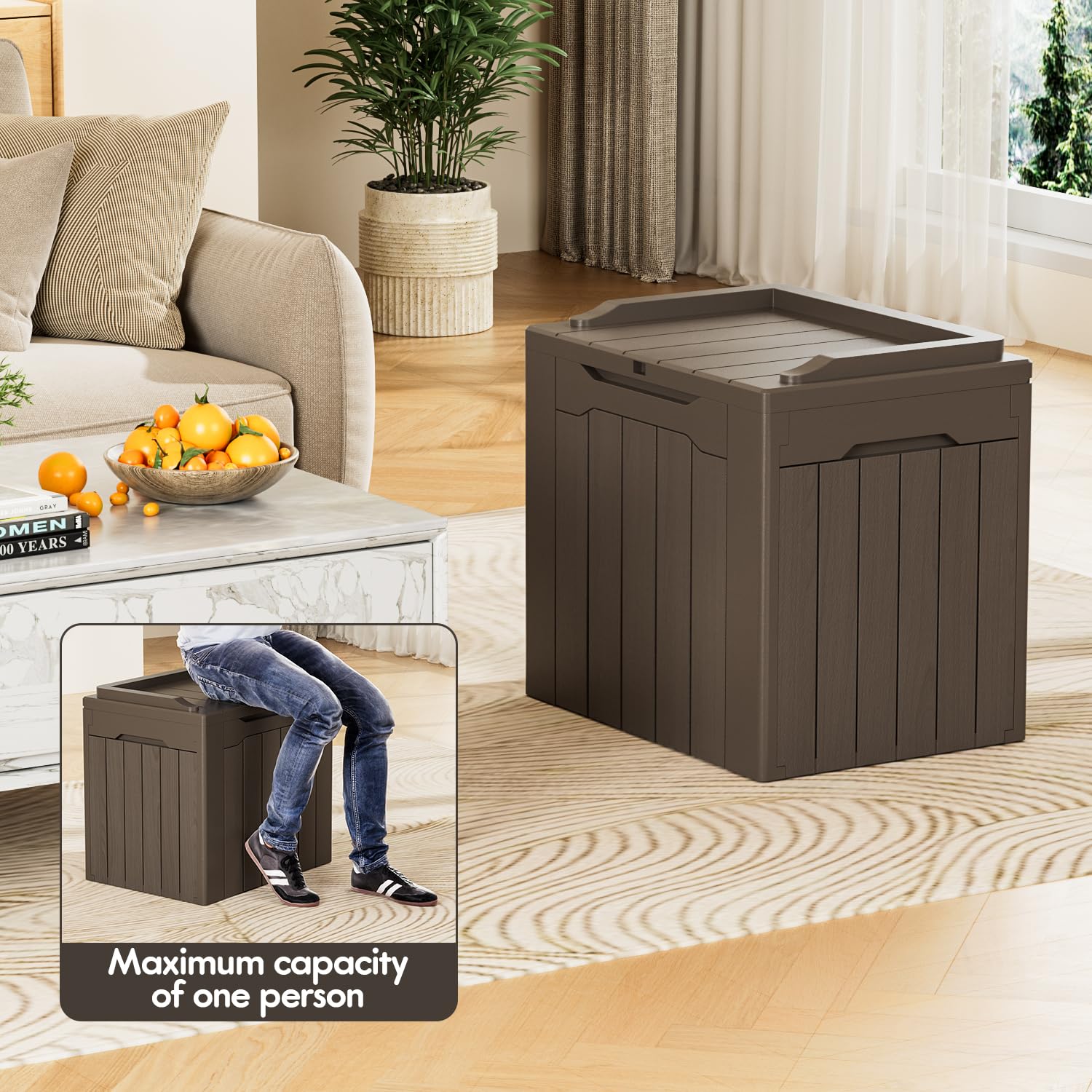 YESHOMY 117L Large Toy Box Chest Plastic Storage Bin with Lid, Durable & Sturdy Extra Big Store Organizer for Playroom, Bedroom, 1 Pack, 22.04” x 16.34” x 20.87”, Black