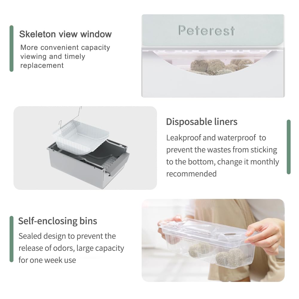 Scoop Free Self-Cleaning Cat Litter Box, Odor Control, Non-Electric, with Disposable Tray (White), Semi-Automatic Self Cleaning Litter Box for Large Cats Kitty,