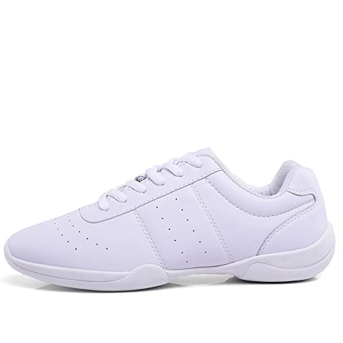 YSMIIH Women White Cheer Shoes Cheerleading Walking Girls Tennis Soft Dance Sneakers(White,8