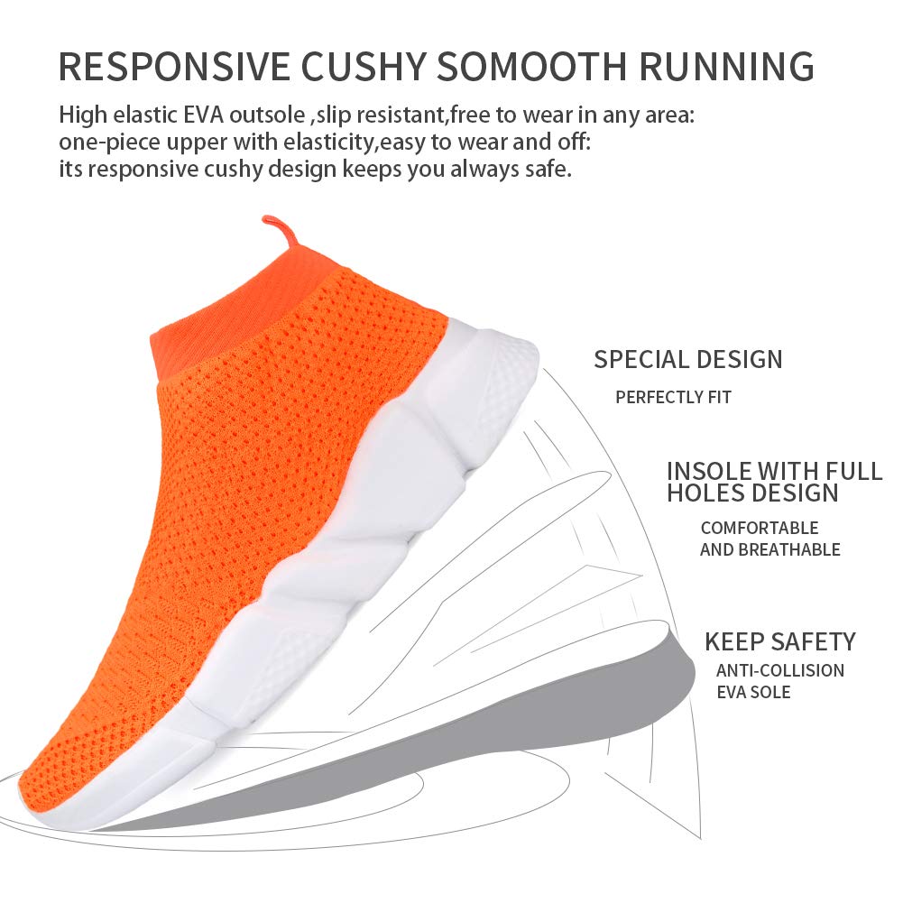 VAMJAM Men's Socks Sneakers Slip On Lightweight Breathable Comfortable Fashion Walking Shoes Orange Size 10.5