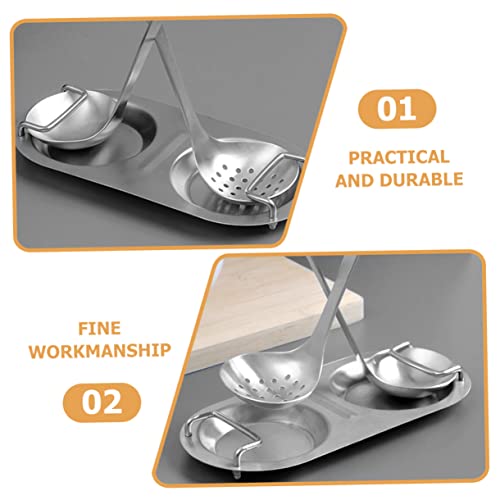 Zerodeko 3pcs stainless steel spoon rack spoon holder hot pot spoon rack lid holder utensil holder utensil rest stove organizer household scoop holder spoon storage holder home spoon rack