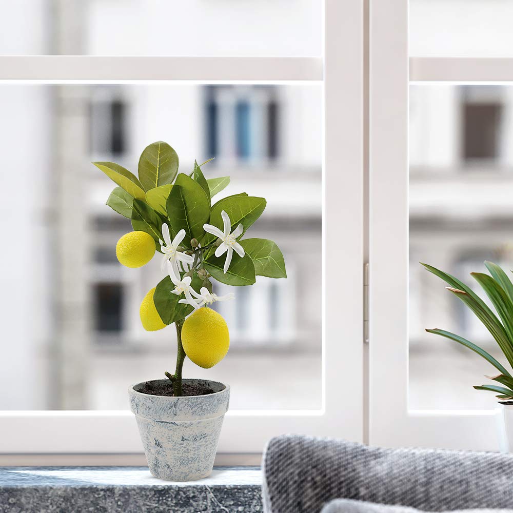 XiaZ Artificial Lemon Tree Plant Topiary, Potted Fake Plants Flower Home Party Garden Decoration