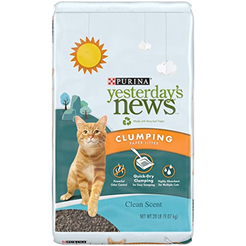 Yesterday's News Purina Clumping Paper Lightweight Cat Litter, Clean Scent Multi Cat Litter - 20 lb. Bag