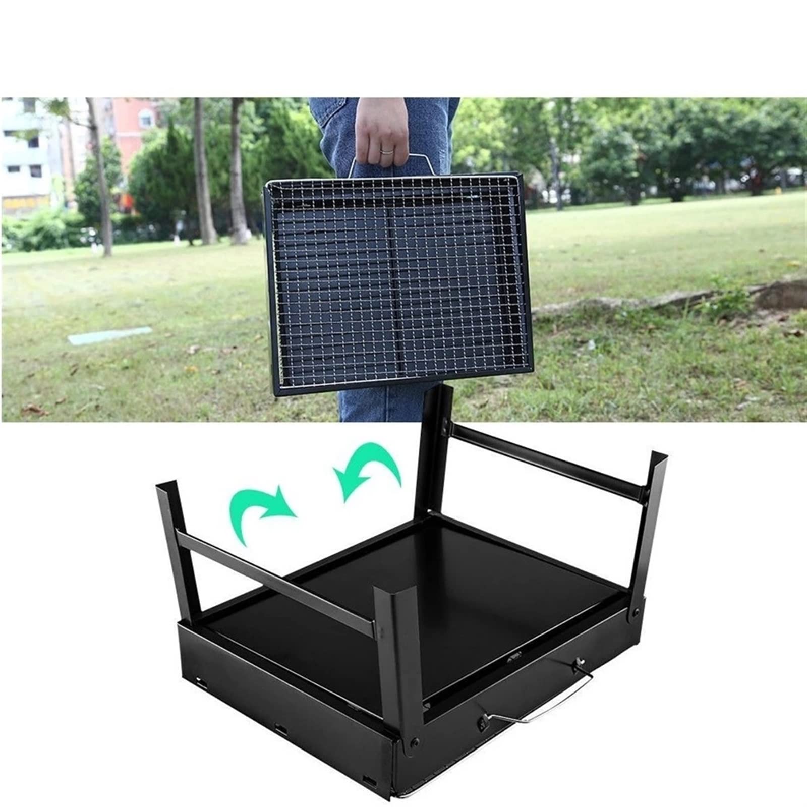 TAMYID Charcoal Grills, Folding Portable Barbecue Charcoal Grill Stainless Steel Small Mini BBQ Tool Kits For Outdoor Cooking Camping Picnics Beach