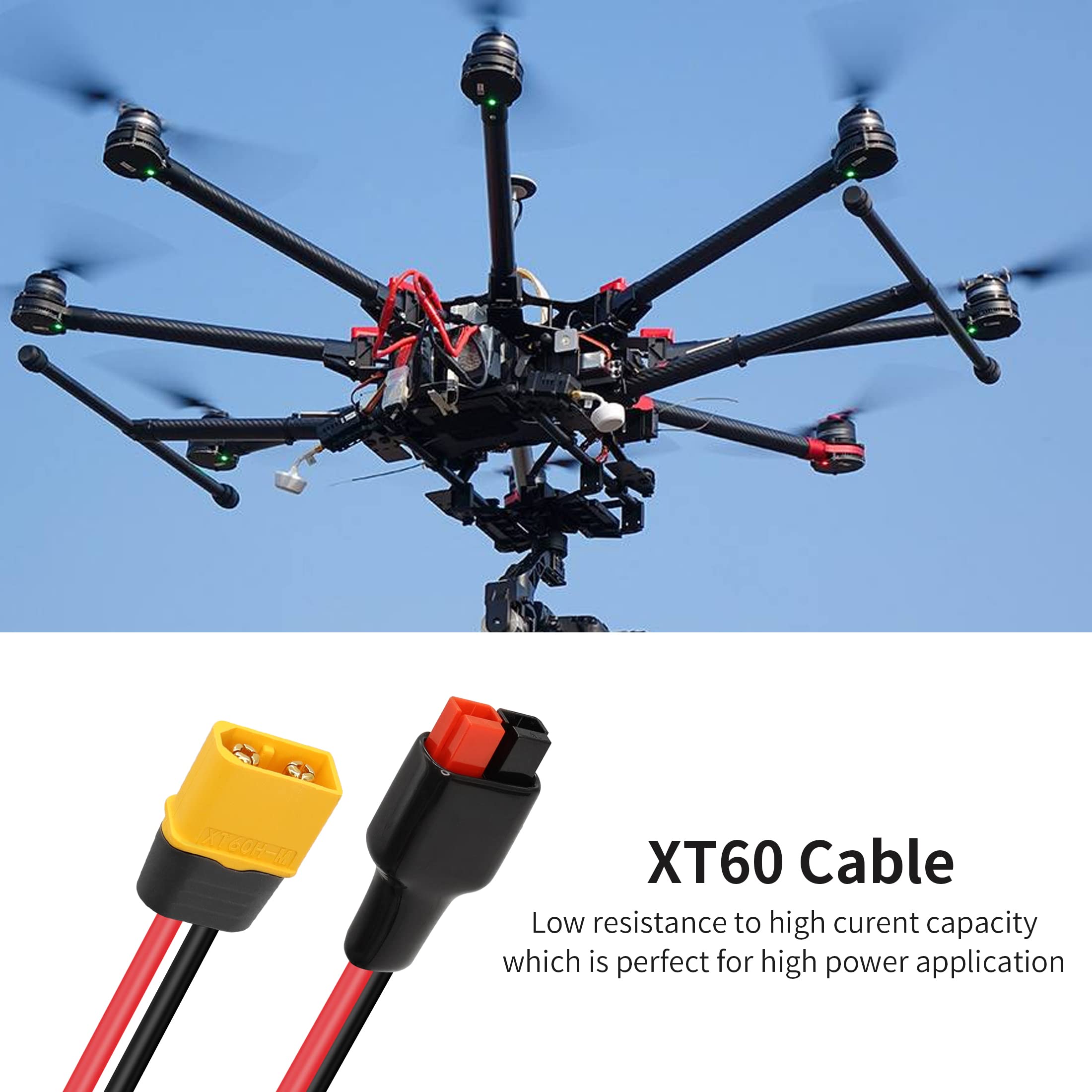 YACSEJAO 12AWG XT60 Male to Solar Panel Connector 1M XT60 to 45A Connector Extension Cable for Outdoor Power Bank RC Lipo Battery Lithium Battery