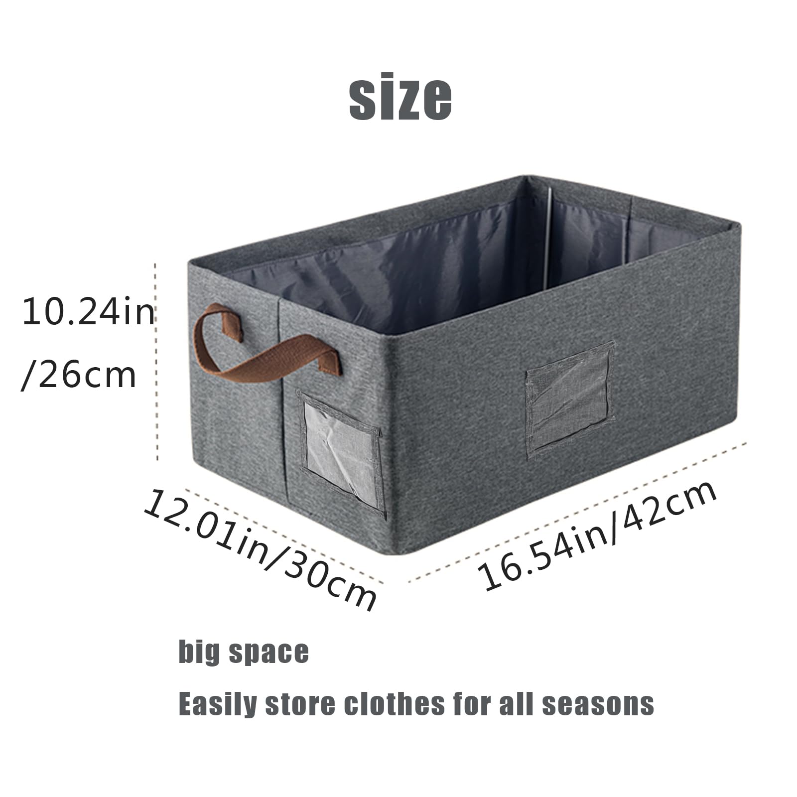 zebricolo 2-Pack | storage baskets for shelves | 16.6"| large storage baskets |2 with Double Label | closet baskets and bins for shelves | Big and deepl | rectangle storage basket |Grey