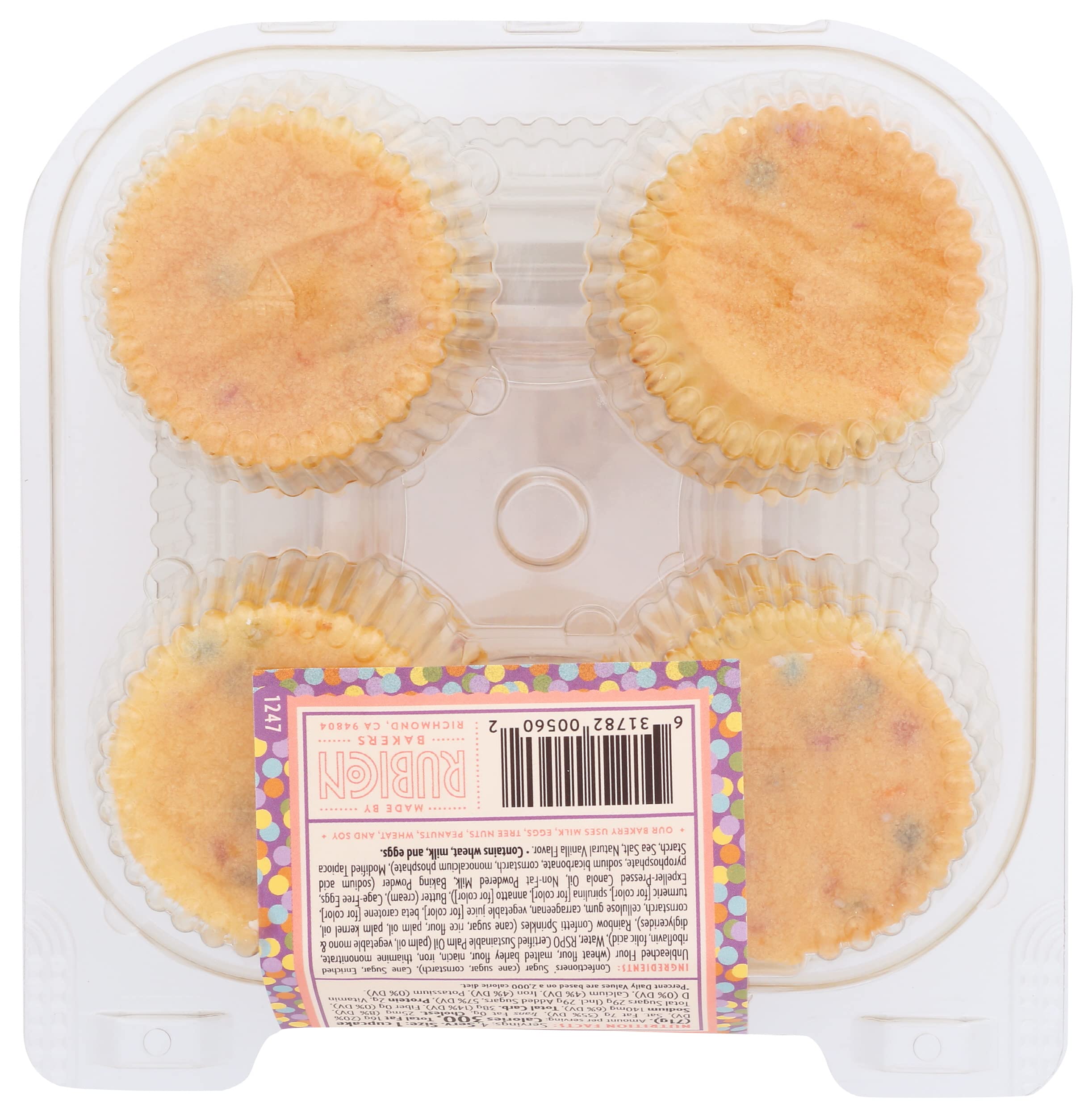 RUBICON BAKERY Confetti Birthday Cupcakes 4Count, 10 OZ
