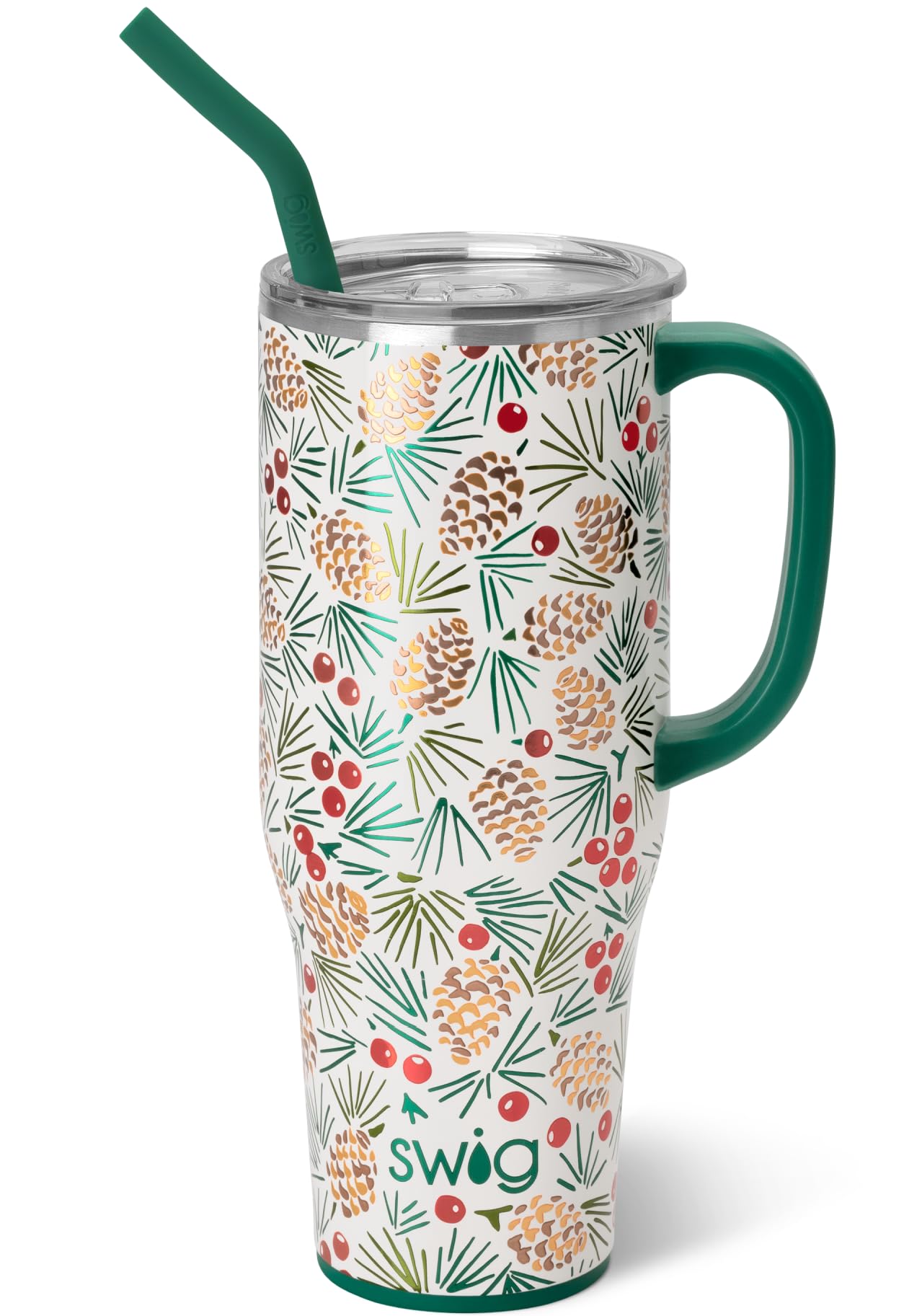 Swig Life 40oz Mega Mug, 40oz Tumbler with Handle and Straw, Extra Large Insulated Tumblers, Cup Holder Friendly Travel Mug (Nutcracker)