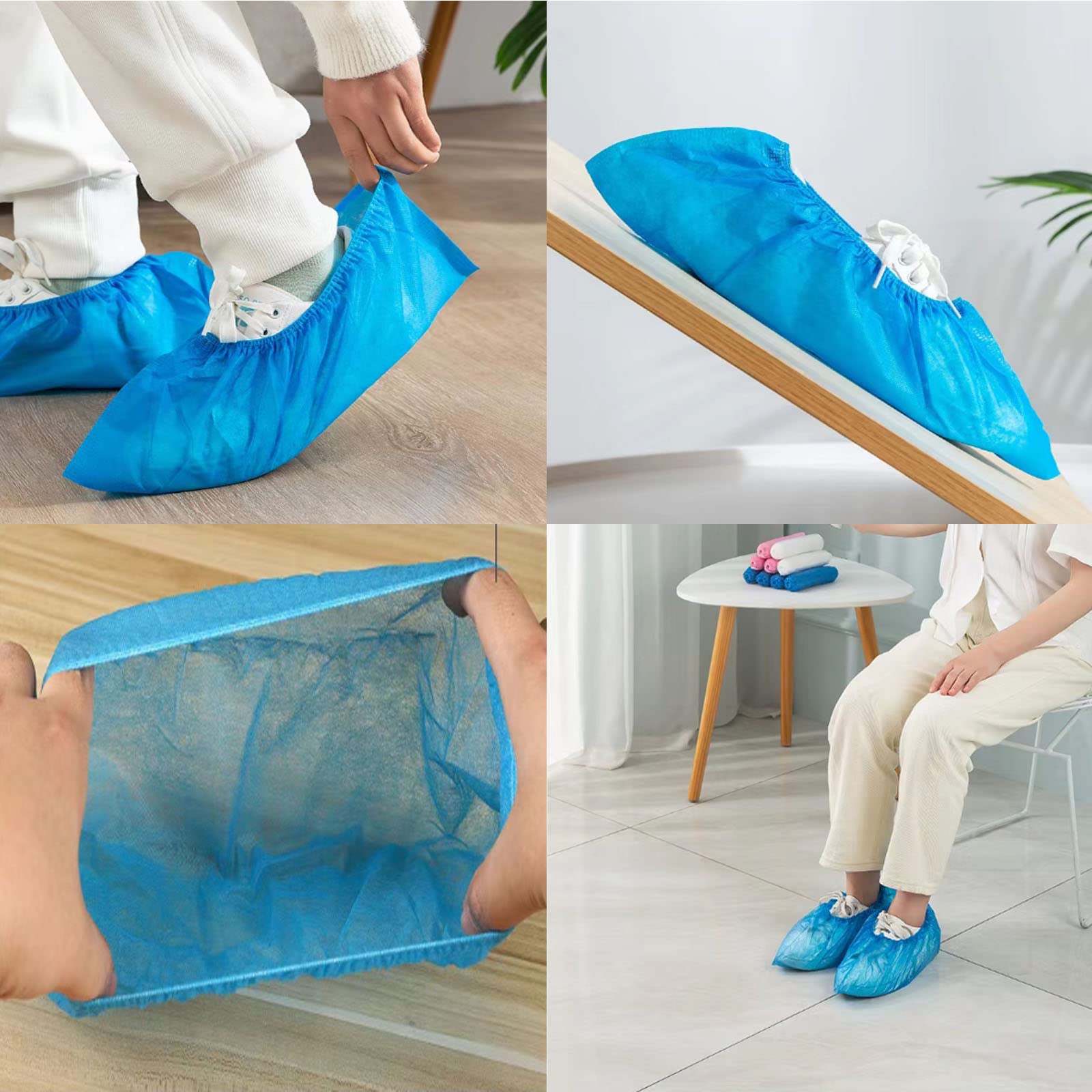 Zfyoung 50 Pack (25 Pairs)Blue Hygiene Boots and Shoe Covers Disposable Non-slip Waterproof Non-slip Durable For Construction, Workplace, Indoor Carpet Floor Protection, One Size Fits Most