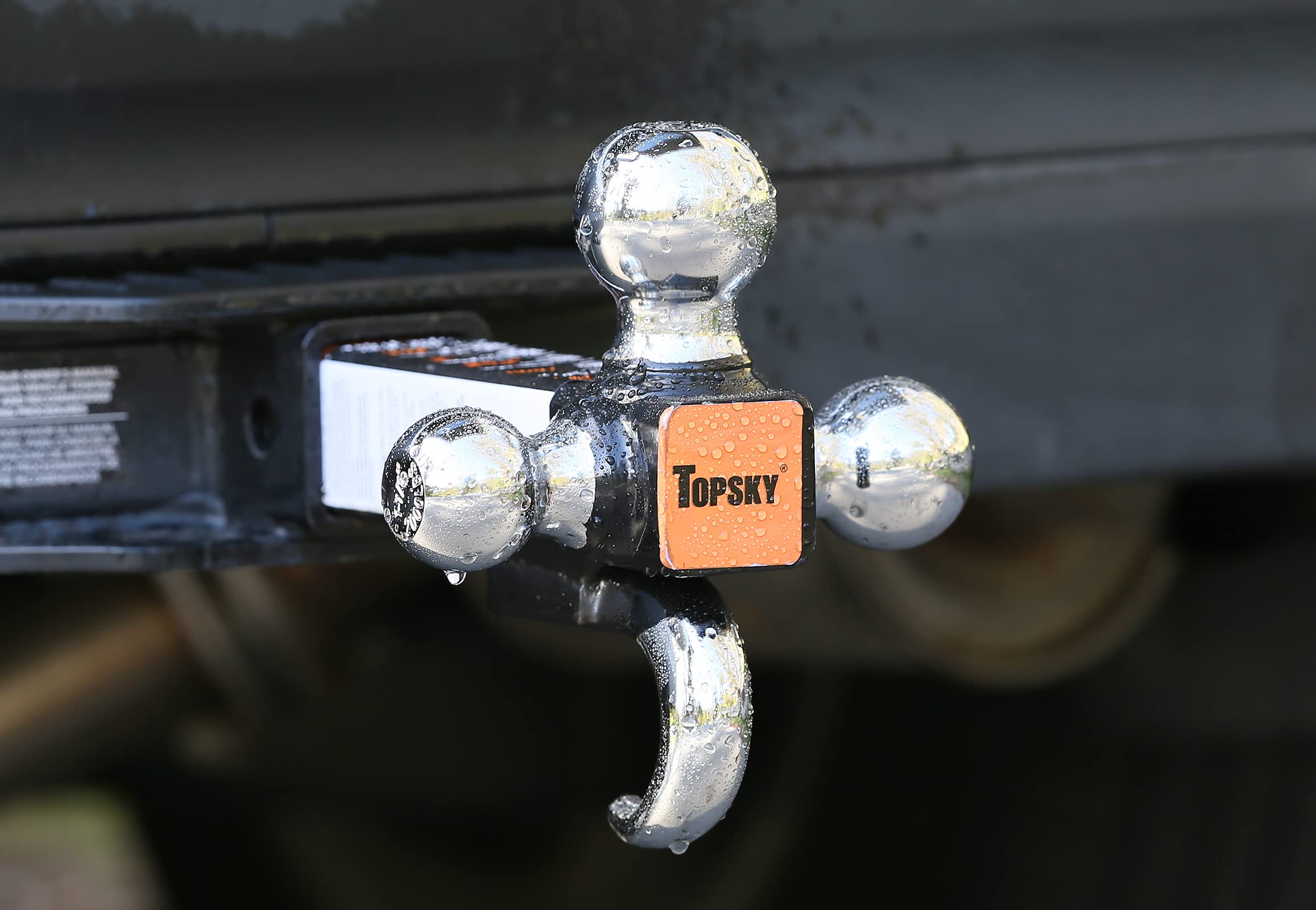 TOPSKY TS2011 Trailer Hitch Tri Ball Mount with Hook, 2 Inch Receiver, Hollow Shank Tow Hitch, Black and Chrome