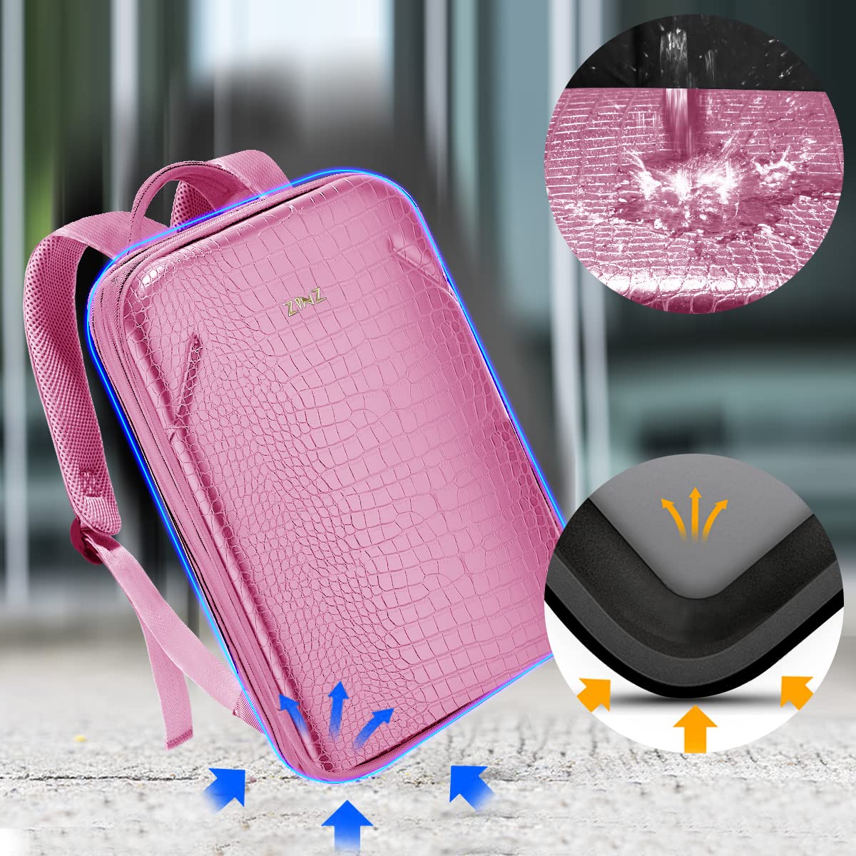 ZINZ Slim Laptop Backpack 15 15.6 16 Inch with Variable Capacity and USB Port, Anti-Theft Business Backpack Water-Resistant Travel Backpack Daypack, One-pices Shell Never Deformation,P01K01