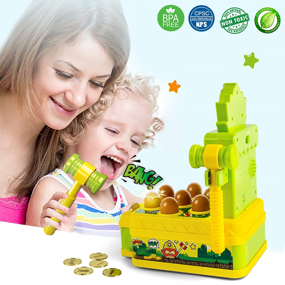 VATOS Whack Game Mole, Mini Electronic Arcade Game with 2 Hammers, Pounding Toys Toddler Toys for 3 4 5 6 7 8 Years Old Boys Girls, Whack Game Mole Toy, Developmental Toy Interactive Toy