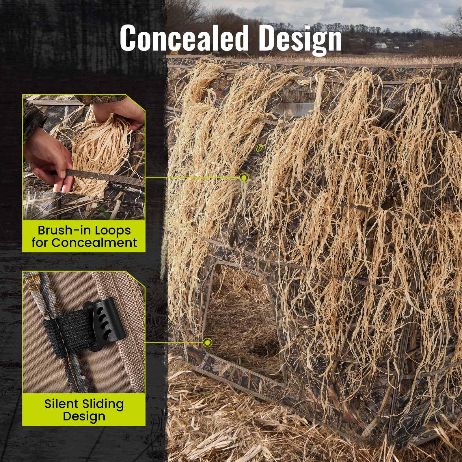 TIDEWE Hunting Blind Panel with Carrying Bag, 3-4 Person Pop-up Waterfowl Blinds, Resilient Field Duck Hunting Tent(Next Evos)