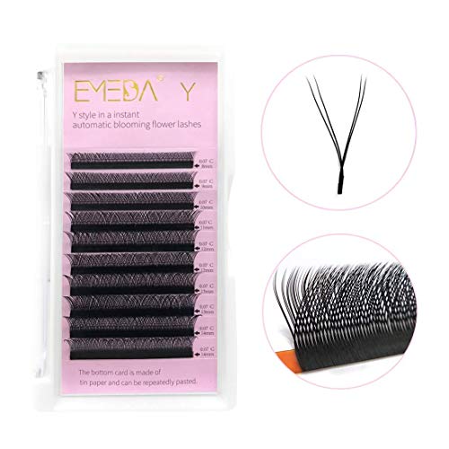 Y Lash Extensions C Curl .07mm 8-12mm Mix Tray Premade Volume 2D Fans Eyelash Extension .07 Mix YY Type Wispies Soft Eye Lashes Supplies by EMEDA (0.07 C MIX 8-12 )
