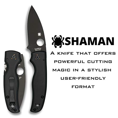 Spyderco Shaman Signature Knife with 3.58" CPM S30V Black Steel Blade and Black Matte-Finished G-10 Handle - PlainEdge - C229GPBK
