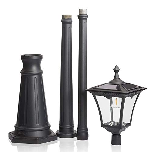 Sterno Home GL42309 Upgraded Version Outdoor Solar LED Street, for Patio, Post Light, Garden, 76” High, 1-Pack, Black, 2nd Gen