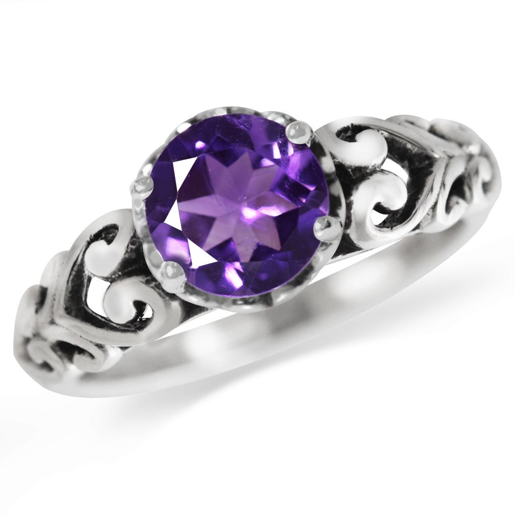 Silvershake 1.34ct. Natural Peridot 925 Sterling Silver Victorian Style Solitaire Ring Size 8