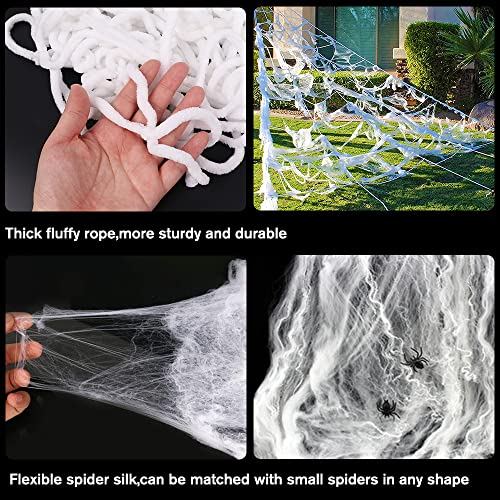 YUJUN Halloween Giant Spider Decorations 59'', Halloween Web Decor Scary Giant Spider with 100PCS Small Fake Plastic Spiders 275'' Giant Spider Webs for Halloween Outdoor and Indoor Decoration