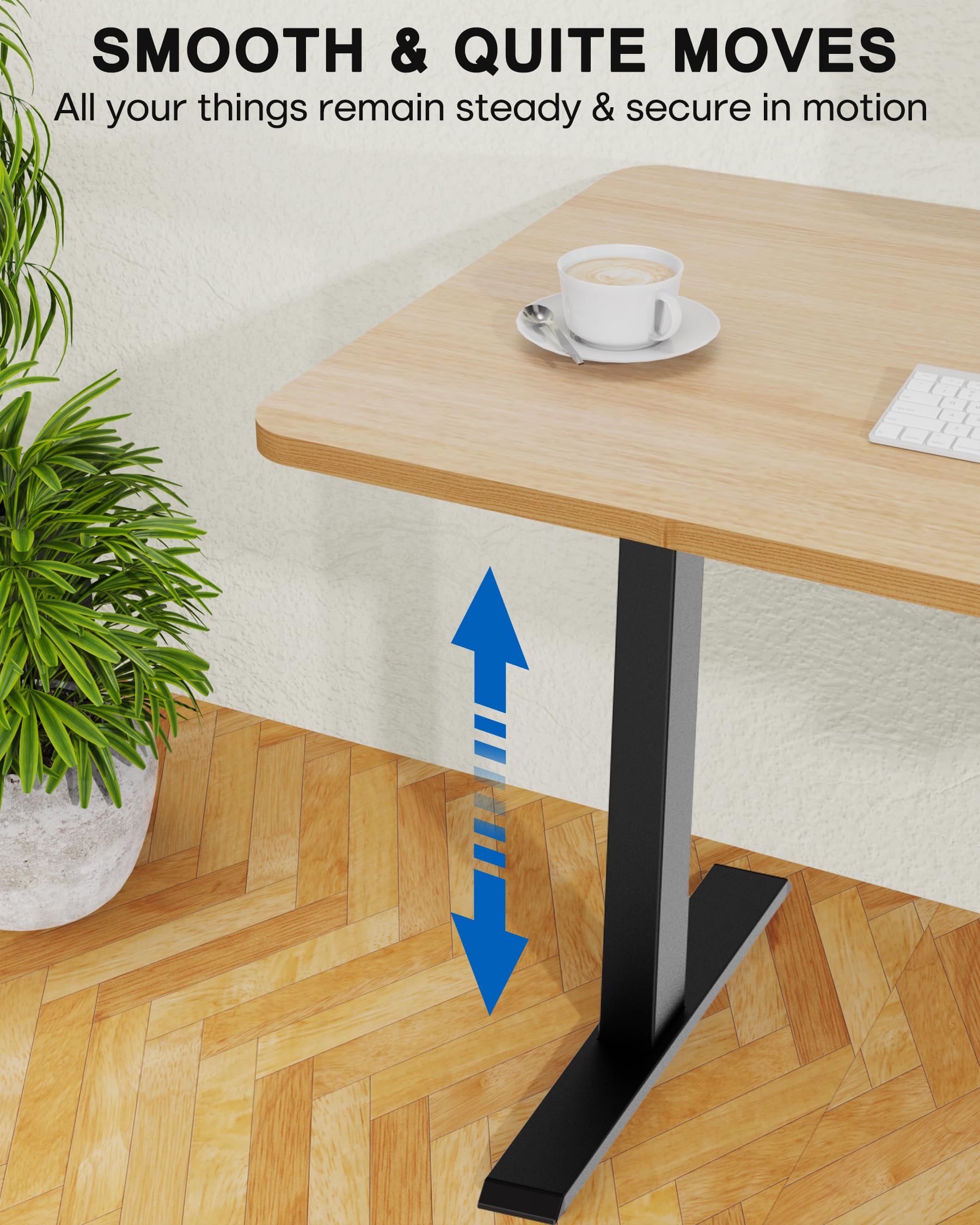 Ursetup Electric Standing Desk Frame with Compact Controller, Height Adjustable Rising Table Legs, Sit Stand up Desk Frame with Sturdy Dual Beam, Ergonomic Standing Desk Base for Home & Office Table