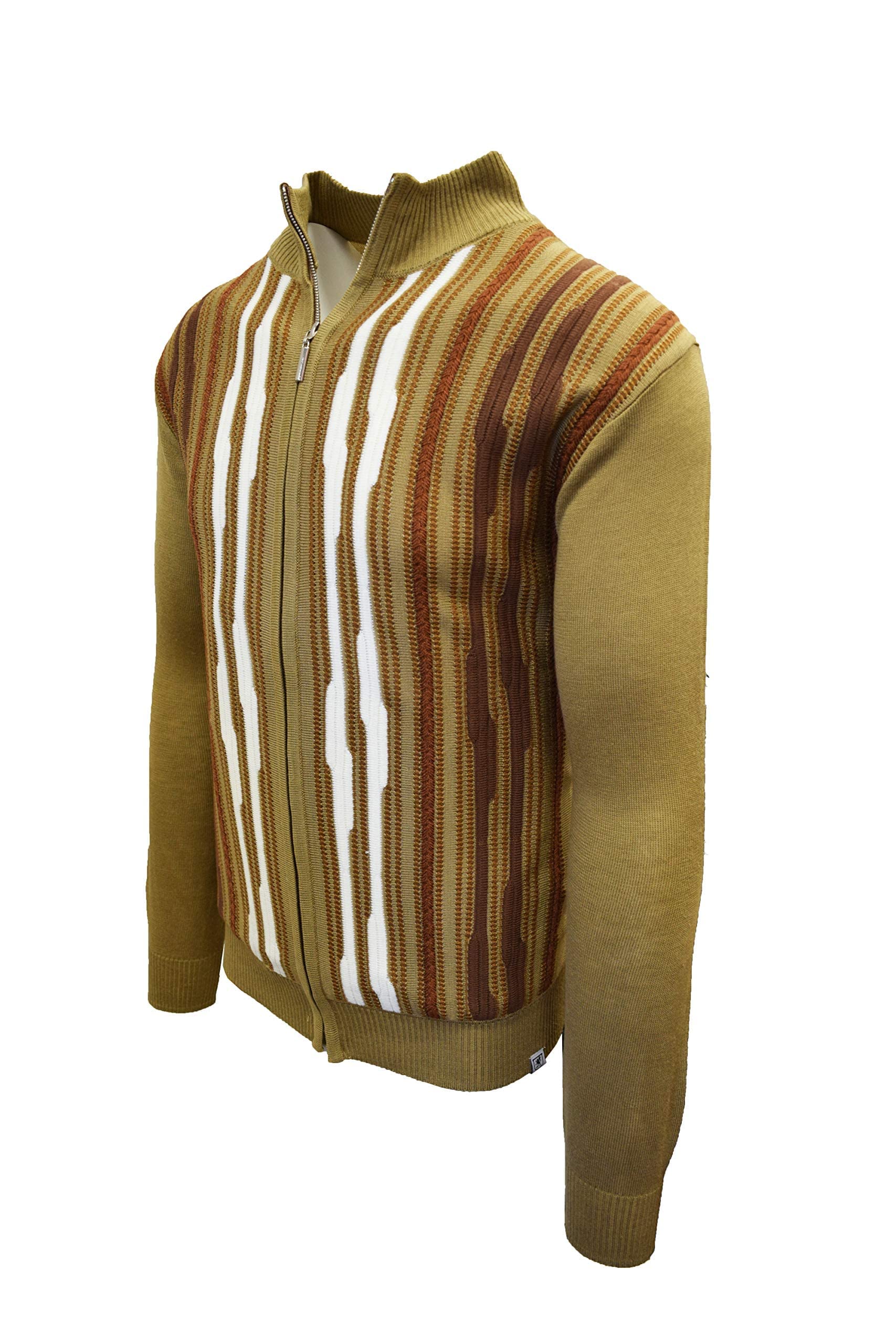 STACY ADAMS Men's Full Zippered Winter Sweaters (4XL, A-Tan)