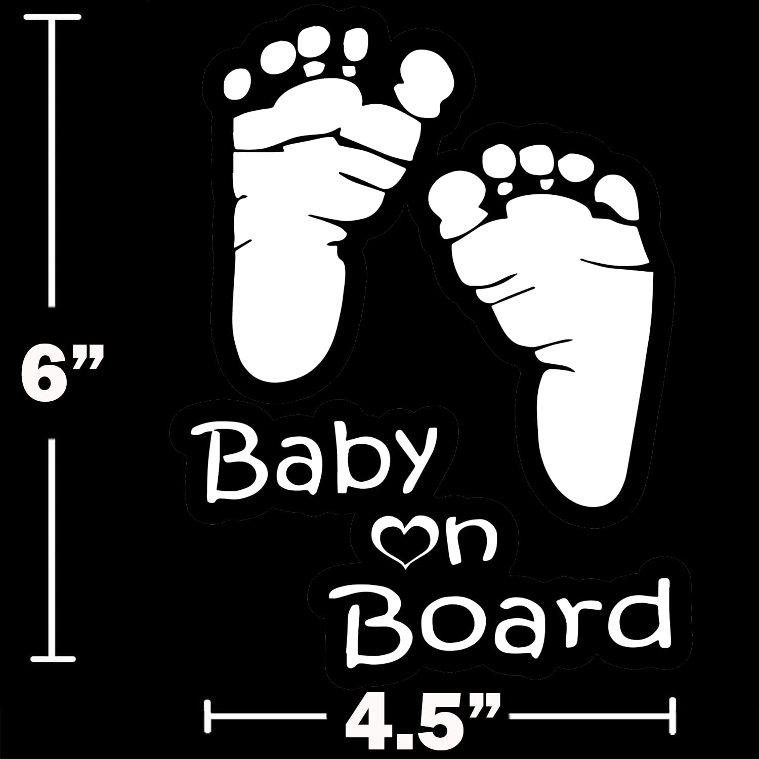 TOTOMO Baby on Board Sticker for Cars Funny Cute Safety Caution Decal Sign for Car Window and Bumper No Need for Magnet or Suction Cup - Footprint