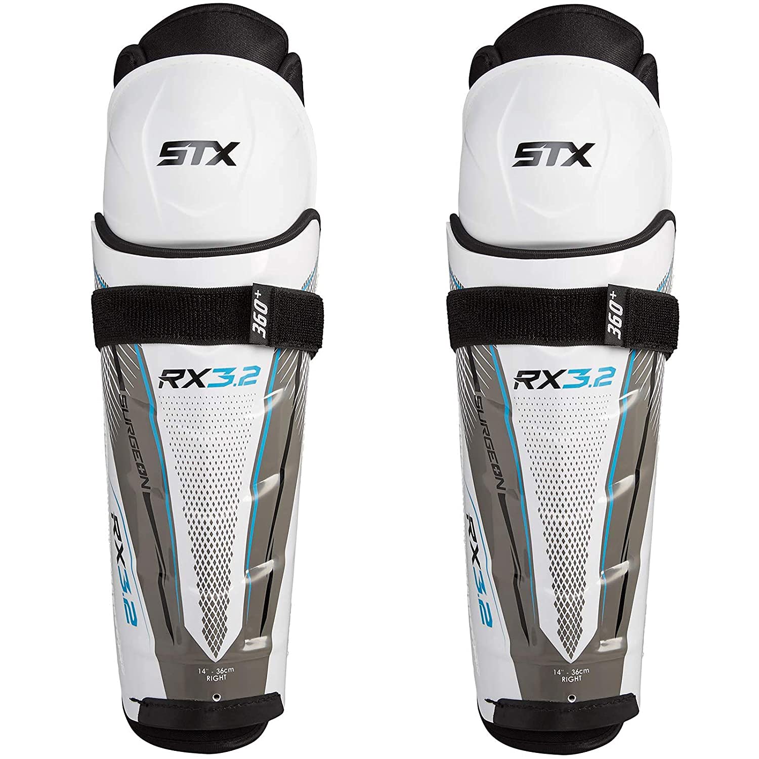 STX Ice Hockey Surgeon RX3.2 Senior Shin Pads, 14", White/Blue