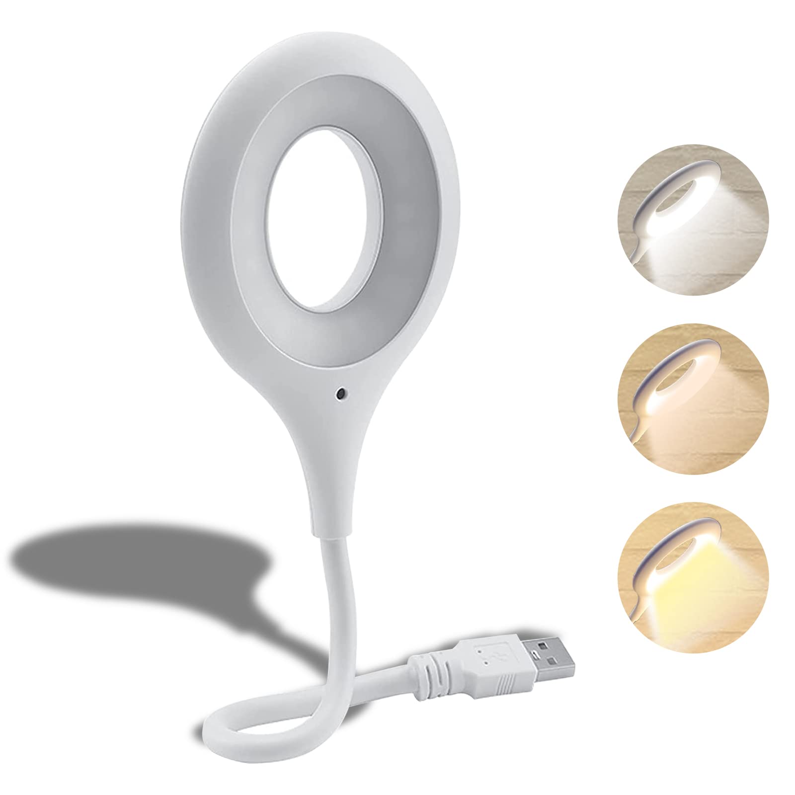 USB Book Light, Desk Lamp, Night Light 3 Color Modes Flexible Adjustable Reading Light and Voice-Activated LED Light, Suitable for Bedroom, Home, Office or Study room