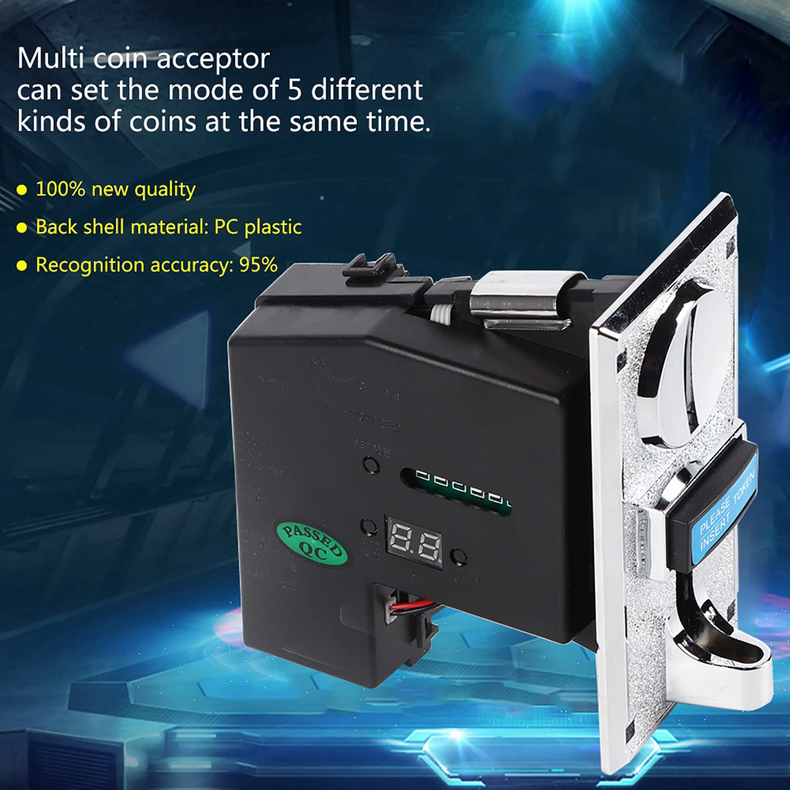 Sluffs Coin Pusher Machine, Coin Operated Washer and Dryer,Multi Coin Acceptor Selector Slot for Arcade Game Mechanism Vending Machine