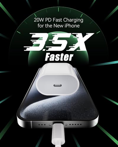 USB C Charger for iPhone 15, [MFi Certified] 20W PD Wall Charger Block with 6.6FT Long USB C to C Fast Charging Cord for iPhone 15/15 Pro Max/15 Pro/15 Plus, iPad Pro/Air/Mini, iPad 10th Generation