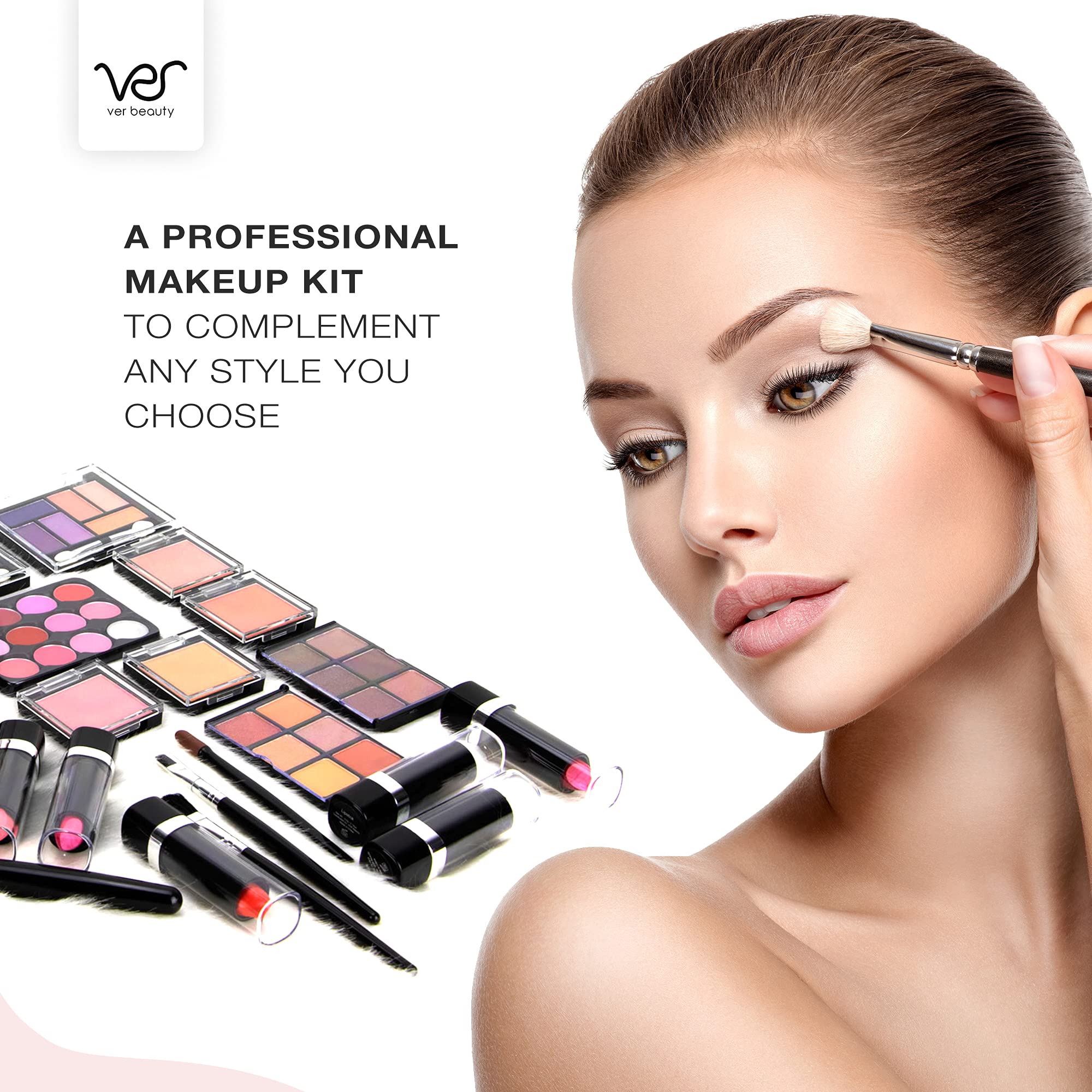 Ver Beauty Makeup Box with Makeup Included β Makeup Train Case with Travel Makeup Mirror β Professional Makeup Case Organizer with 2 trays β Perfect Cosmetic Organizer and Makeup Gift Set for Women