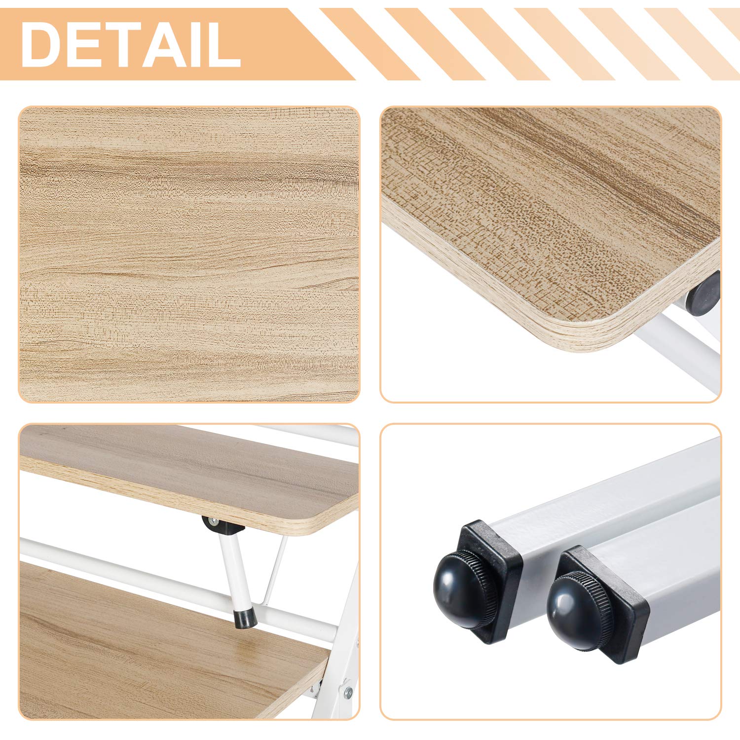 Small Desk for Bedroom, 2-Tier Small Computer Desk with Shelf Space Saving Laptop Study Foldable Table for Small Spaces