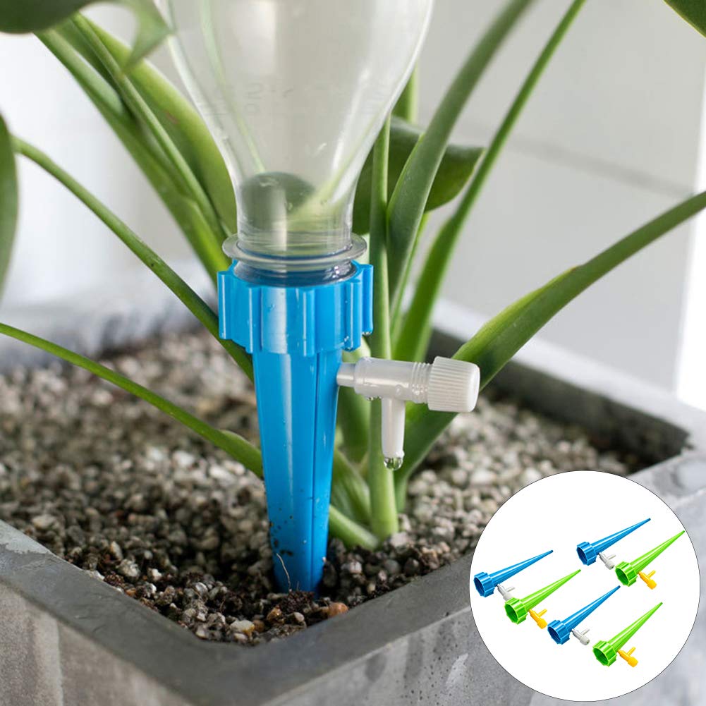 smallwoodi Water Spikes,6Pcs Adjustable DIY Flow Drip Water Spikes Automatic Pot Plants Waterers Taper Water Seepage Automatic Watering Device drip Lazy Valve Adjustable Random Color