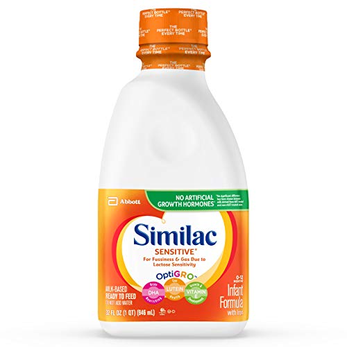 Similac Sensitive Infant Formula, for Fussiness & Gas Due to Lactose Sensitivity, Ready-to-Feed Baby Formula, 32-fl-oz Bottle