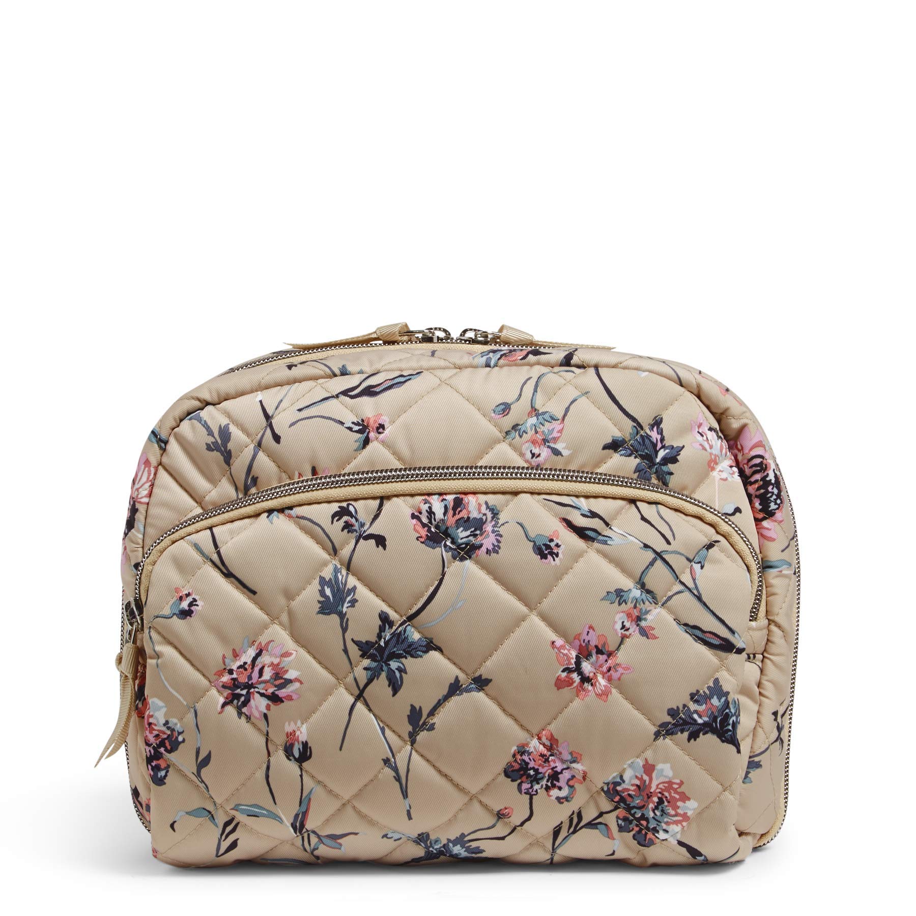 Vera Bradley Women's Performance Twill Lay Flat Cosmetic Makeup Organizer Bag, Strawflowers, One Size