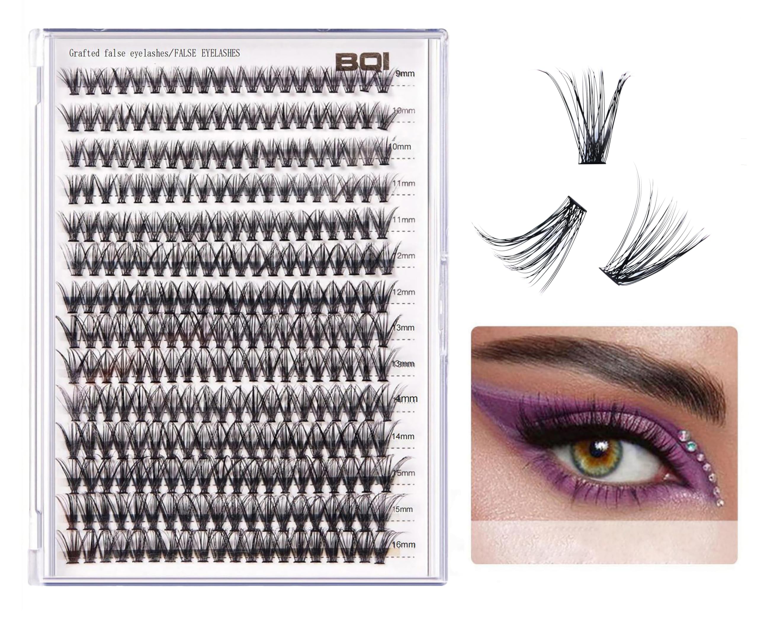 Self-Adhesive Eyelashes Eyelash Clusters 280 Pieces 30C DIY Eyelash Extension Clusters C Curl Length Individual Eyelashes Blending Tray Faux BASF Eyelash Cluster Shape Black (30C 9-16mm)