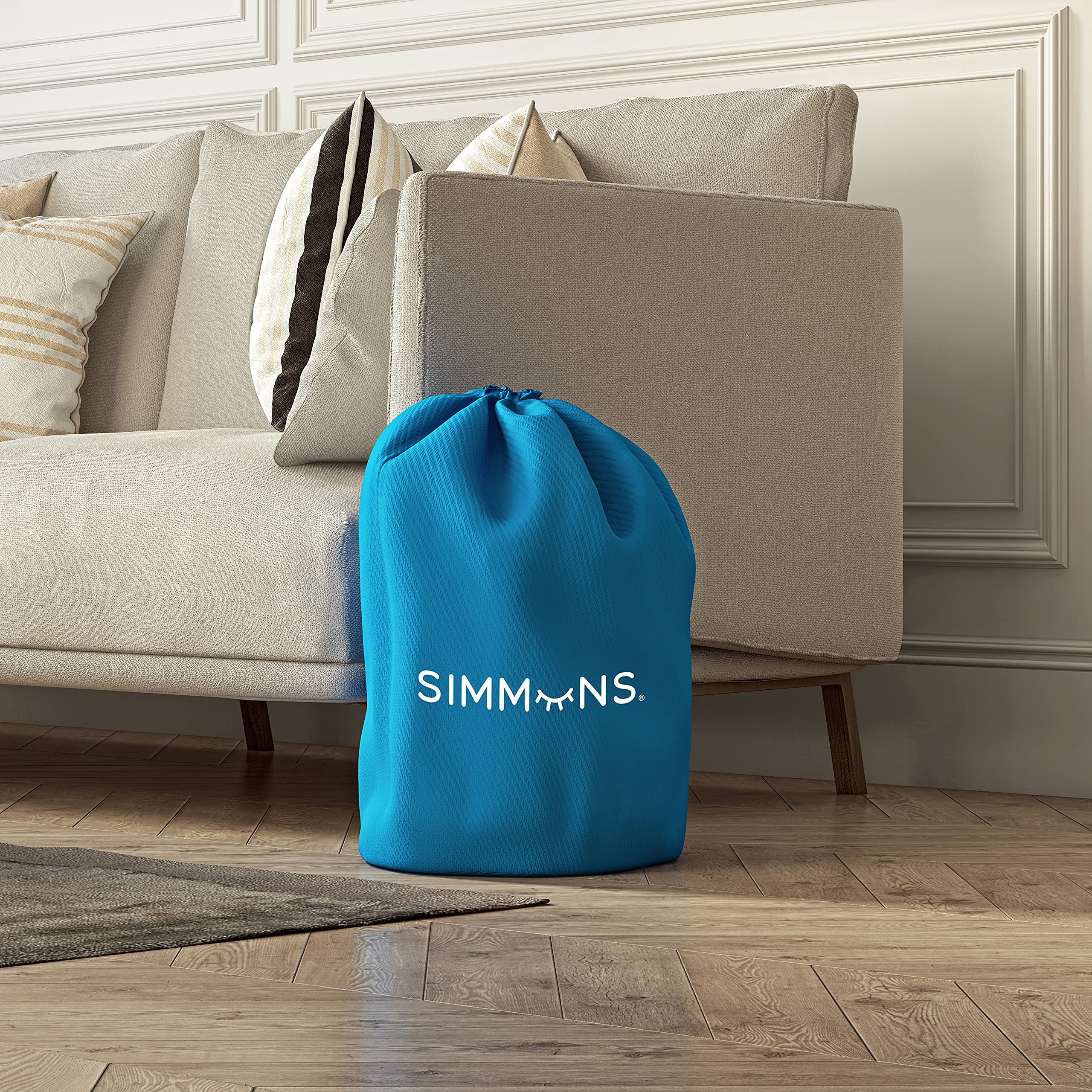 Simmons Rest Aire Mattress Air Bed with Side Built-in Pump and Soft Velveteen Topper, 17" Queen